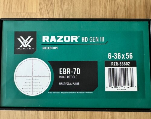 продажа оптики Vortex Razor Gen III 6x36 и 3х15